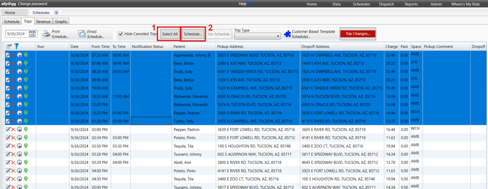 How Do I Schedule Trips in Bulk Using Batch Scheduling in MediRoutes?