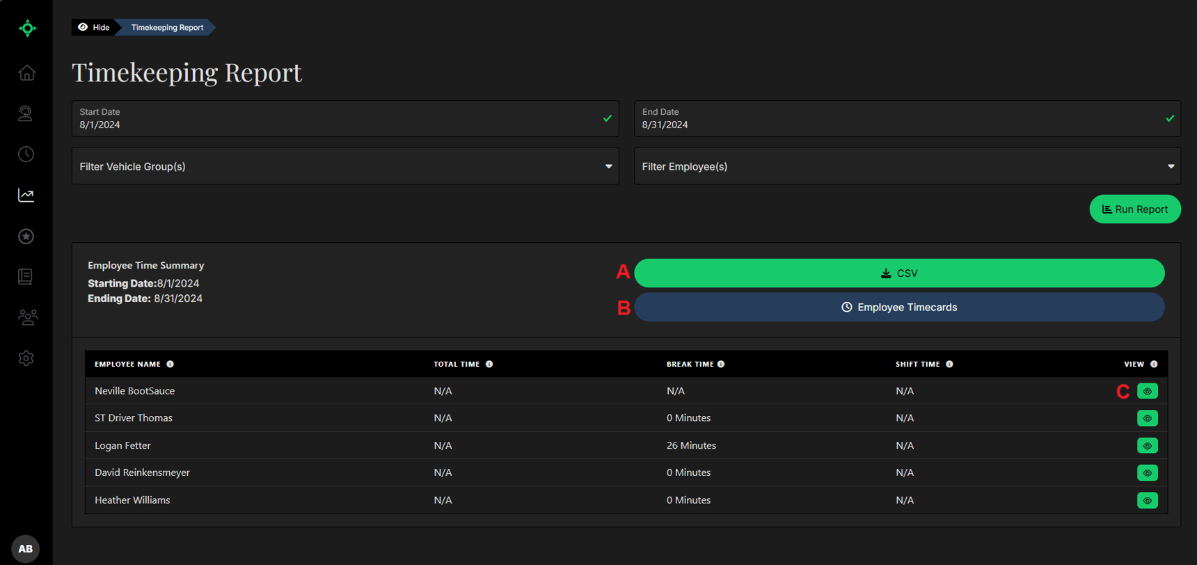 Timekeeping Reporting