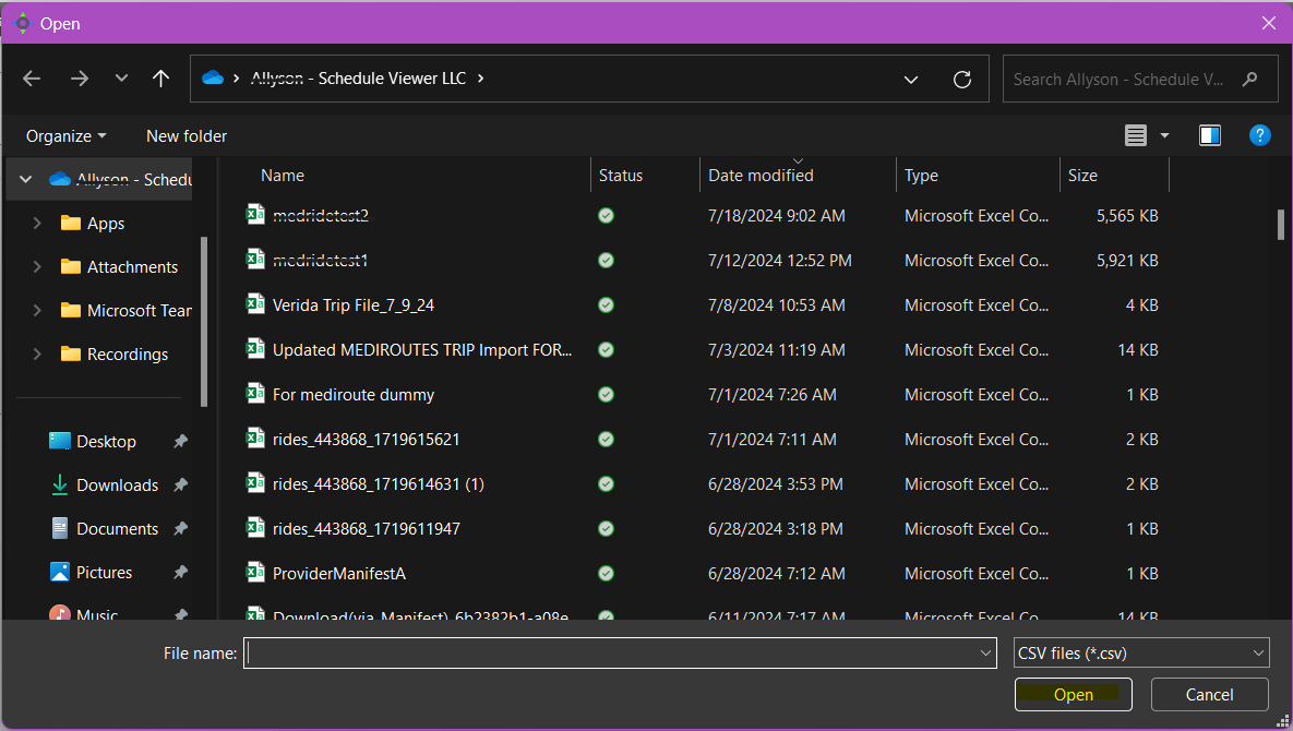Importing Trips From A Csv File