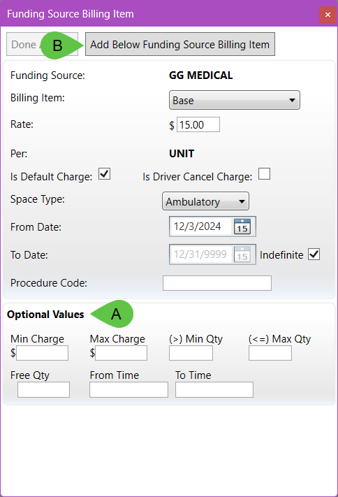 How to Add Billing Items/Rates to a Funding Source