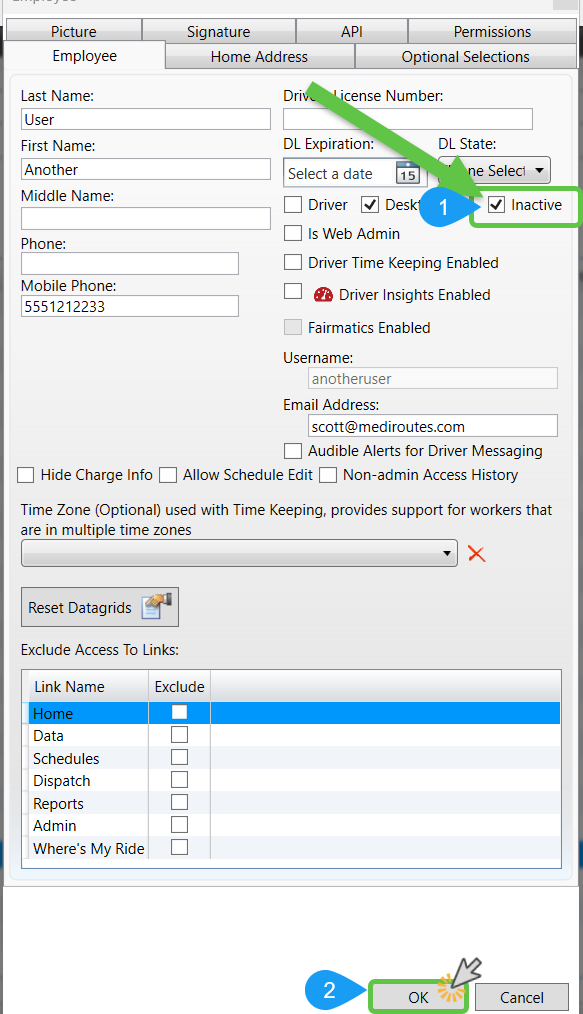 Making a User Inactive / Reactivating an Inactive User