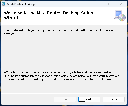 MediRoutes Desktop MSI Installer