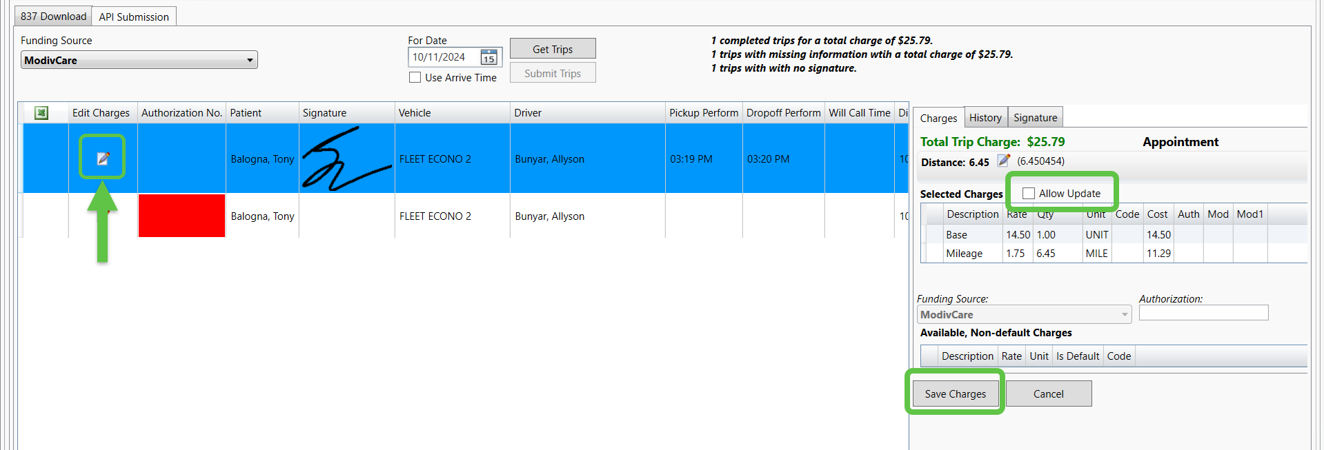 ModivCare Ride Receipt Process