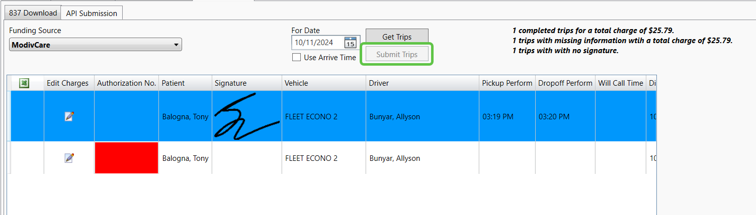 ModivCare Ride Receipt Process