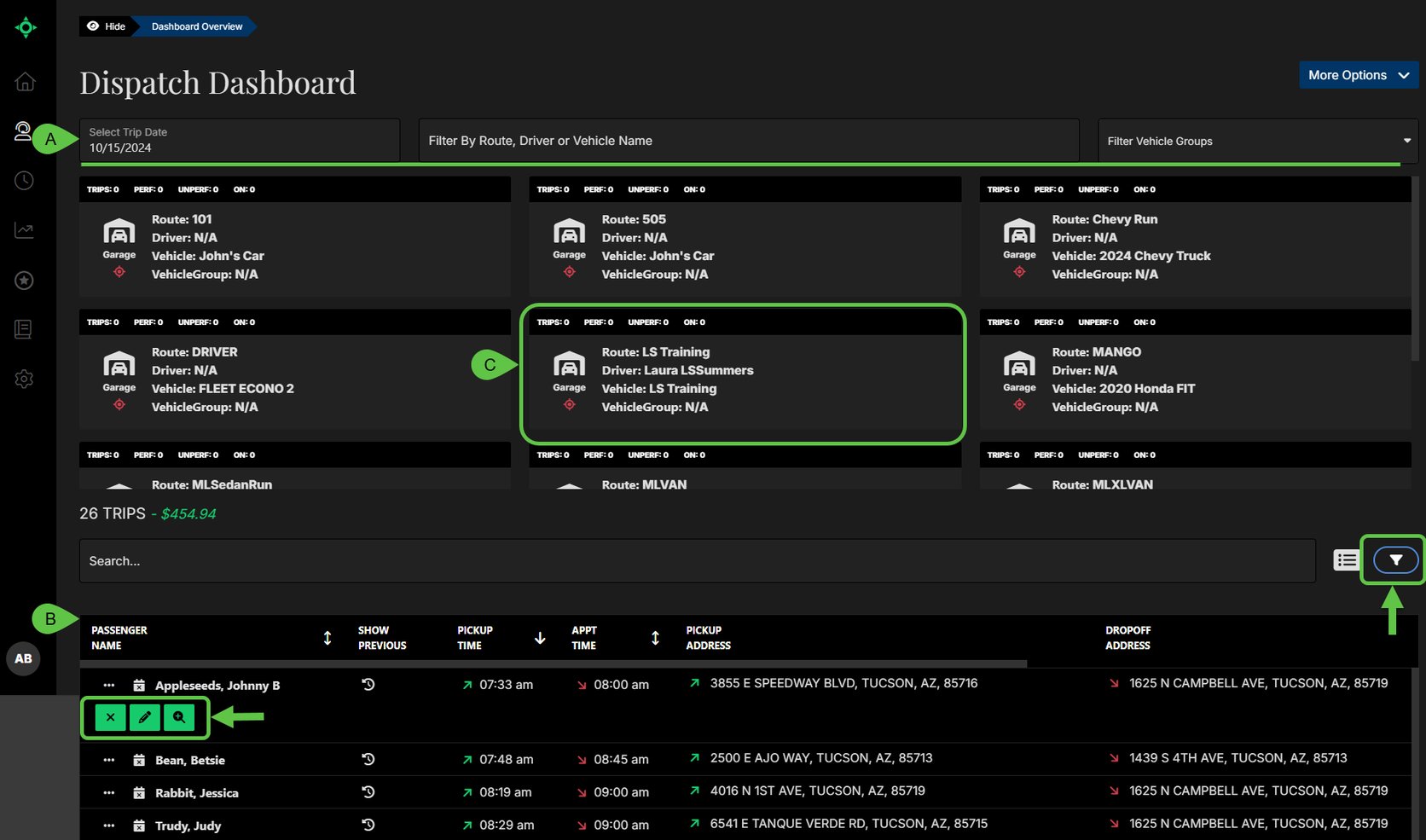 MediRoutes Online Dispatch Dashboard