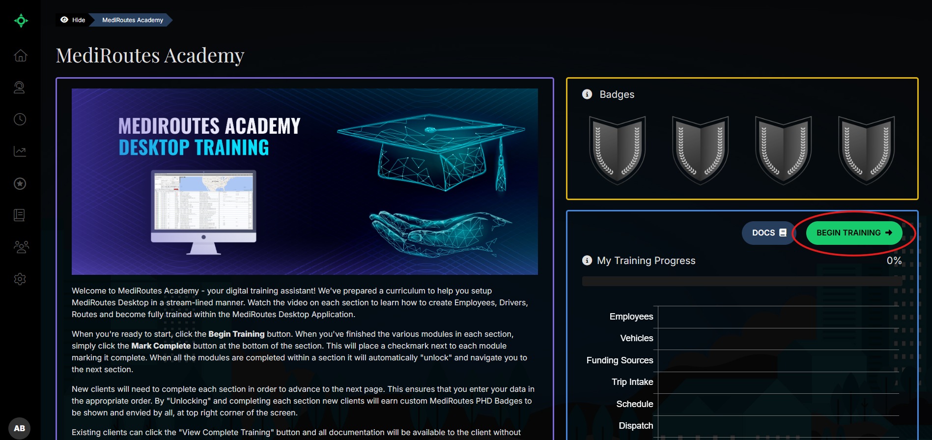 MediRoutes Academy - Access