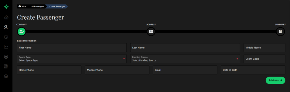 Passenger Record on MediRoutes Online
