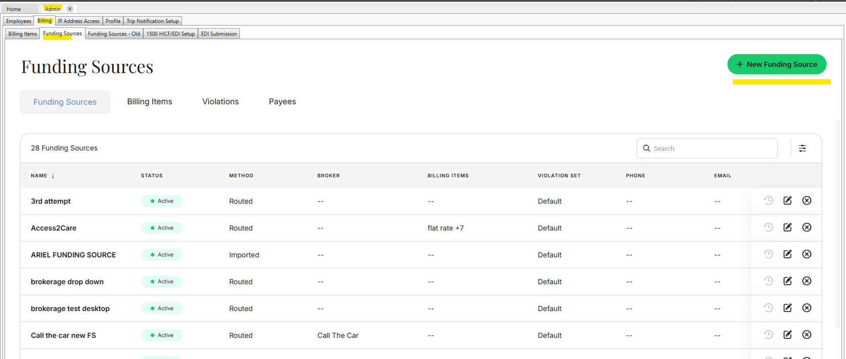 Creating Funding Sources