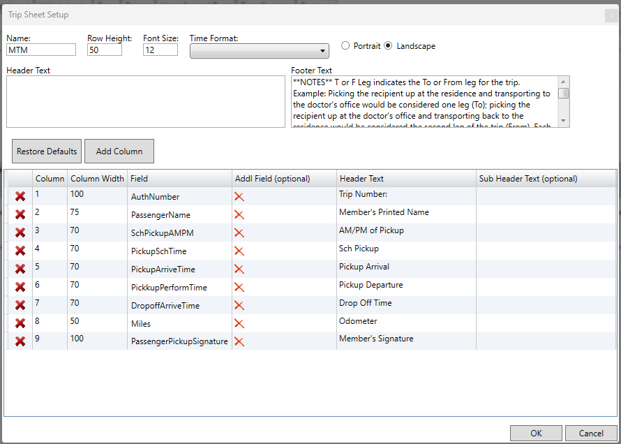 MTM Manual Billing Report Format