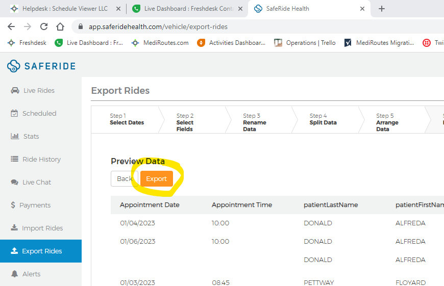 Safe Ride Broker Trip File Format Set Up